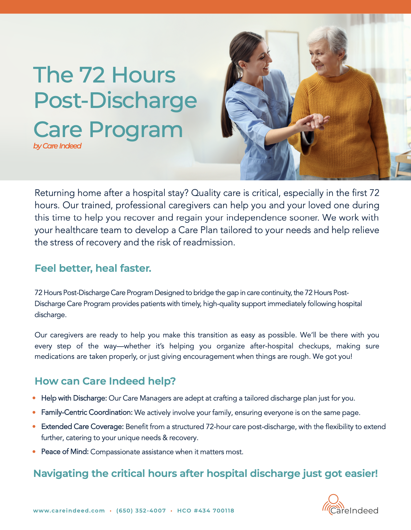 72-Hour Post-Discharge Care Program by Care Indeed | Care Indeed