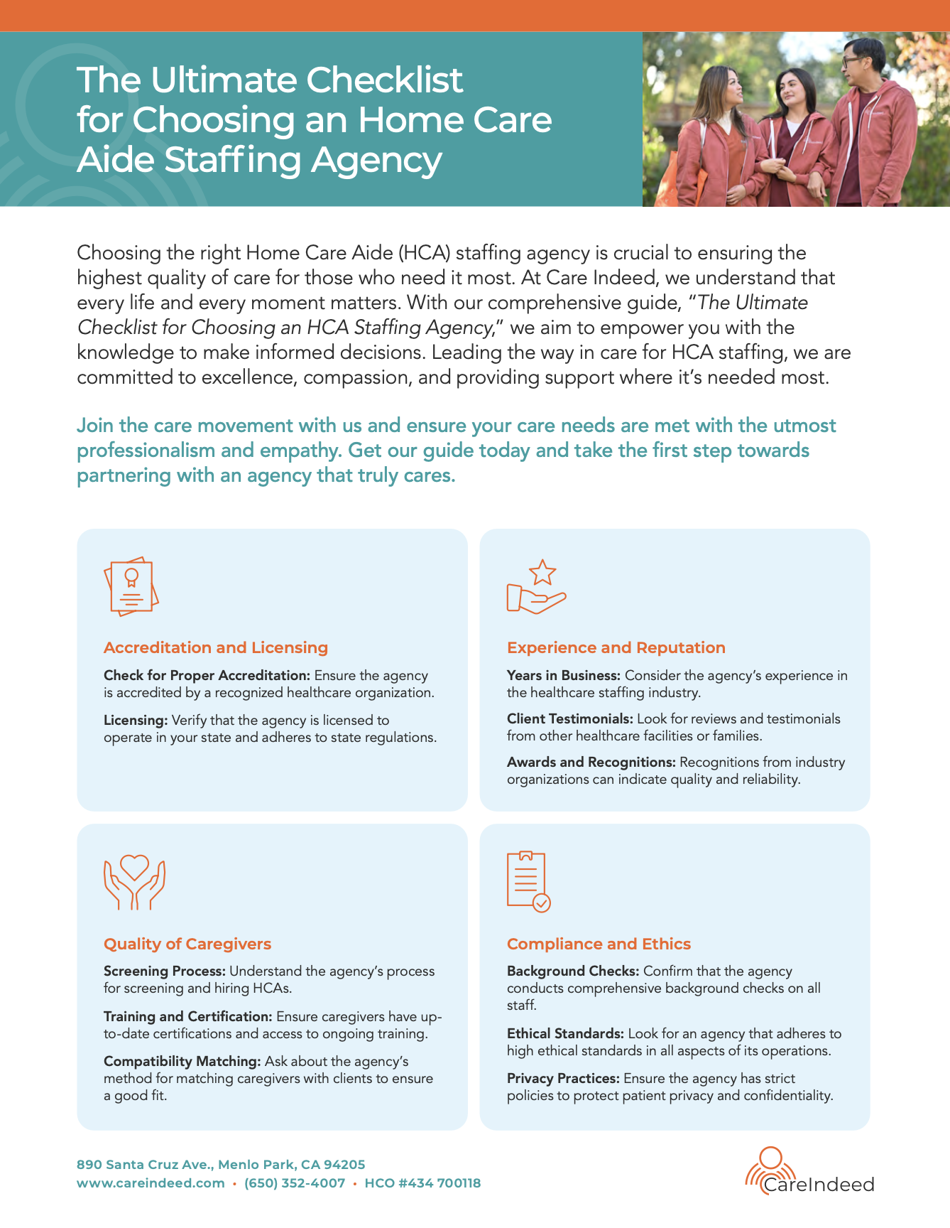 Checklist for Choosing a Home Care Aide Agency | Care Indeed | Care Indeed